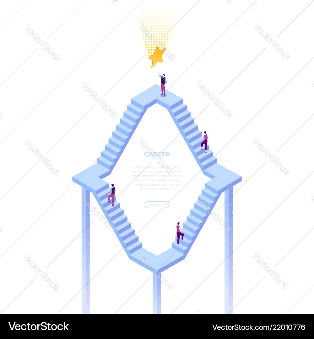 Career ladder - modern isometric web banner Vector Image