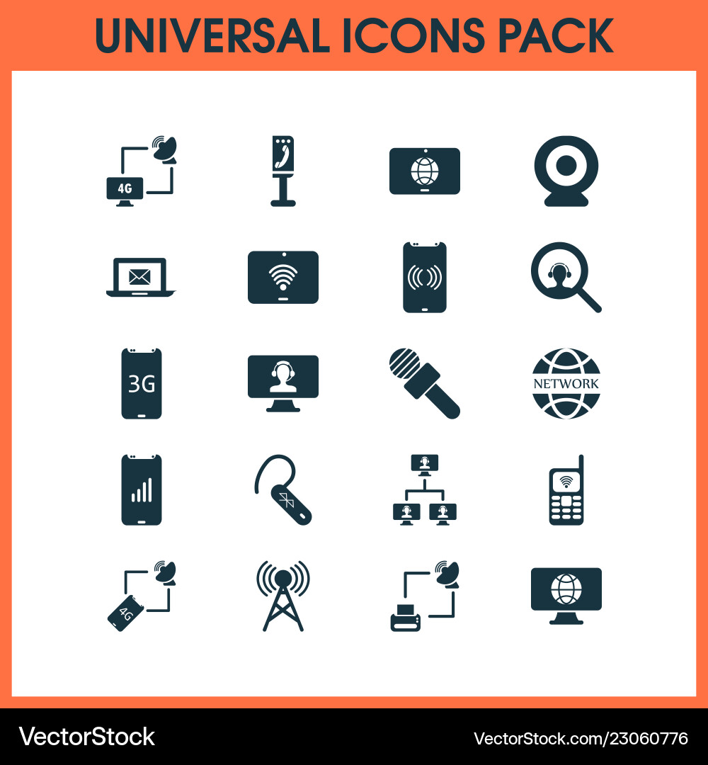 Communication icons set with satellite Royalty Free Vector