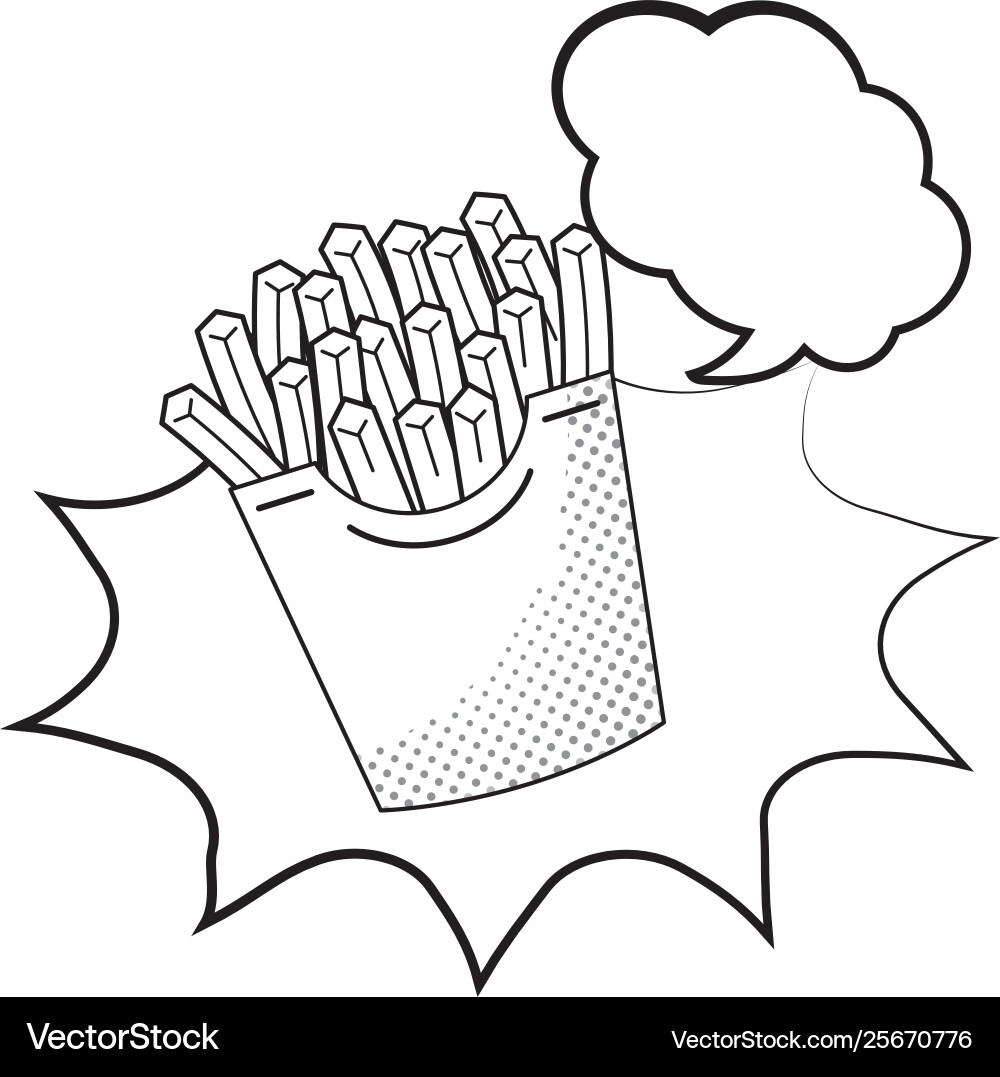 French fries icon black and white Royalty Free Vector Image