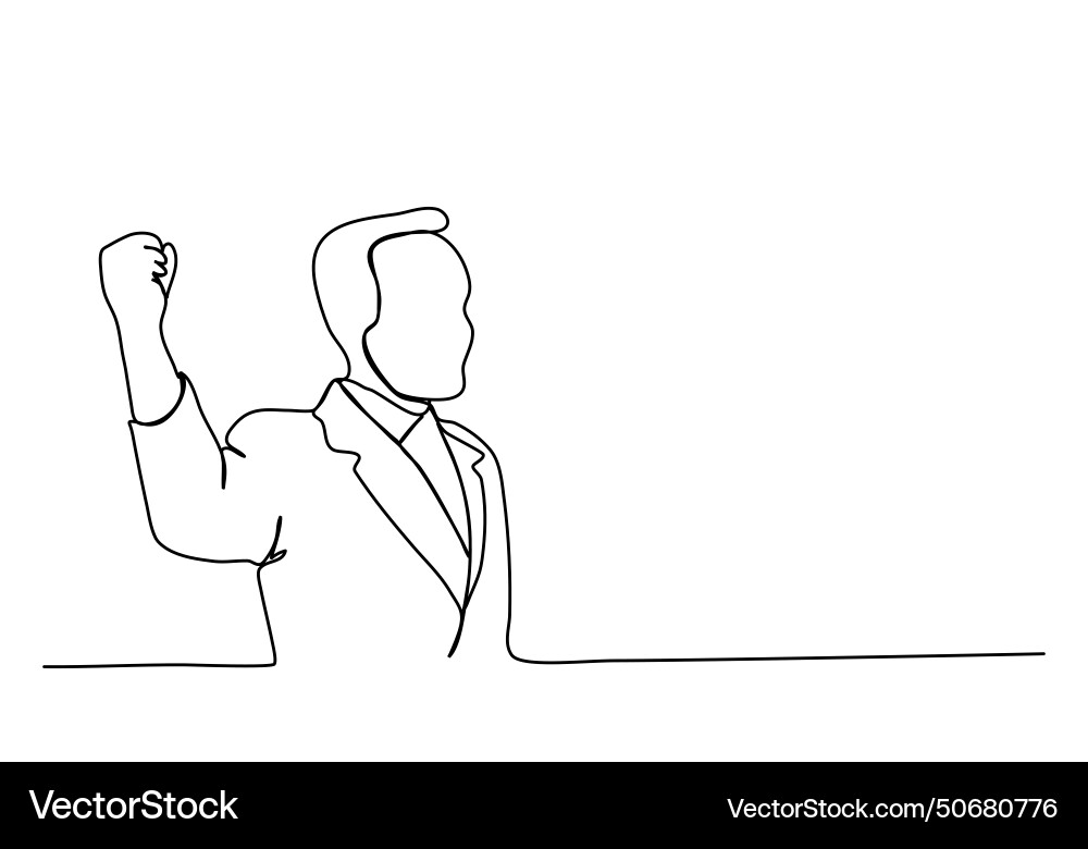 Happy man one line drawing Royalty Free Vector Image