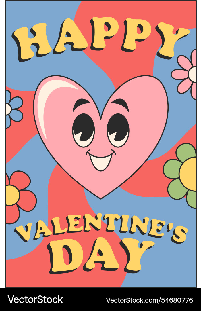 Happy valentines day hippie card Royalty Free Vector Image