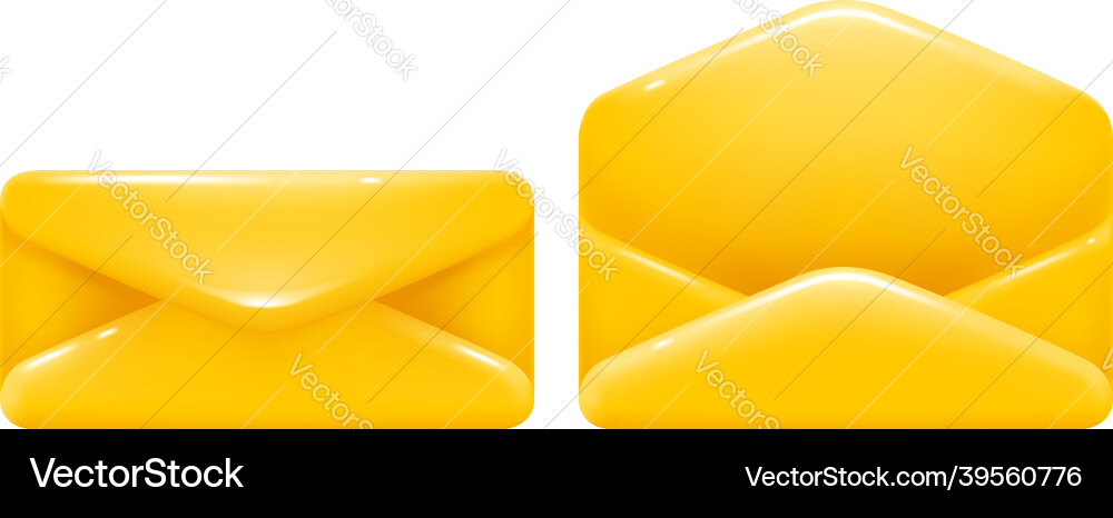 Postal yellow envelope open and closed Royalty Free Vector