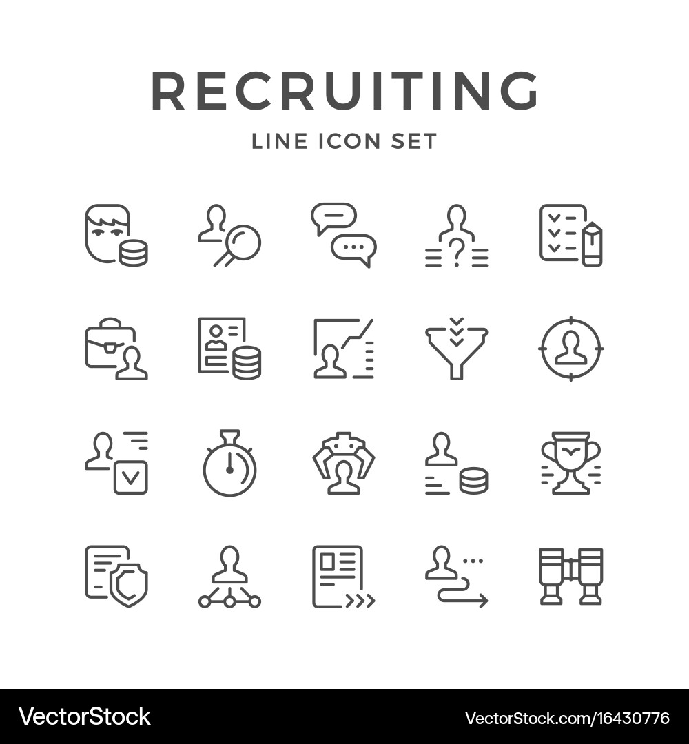Recruiting Line Icons Set Royalty Free Vector Image