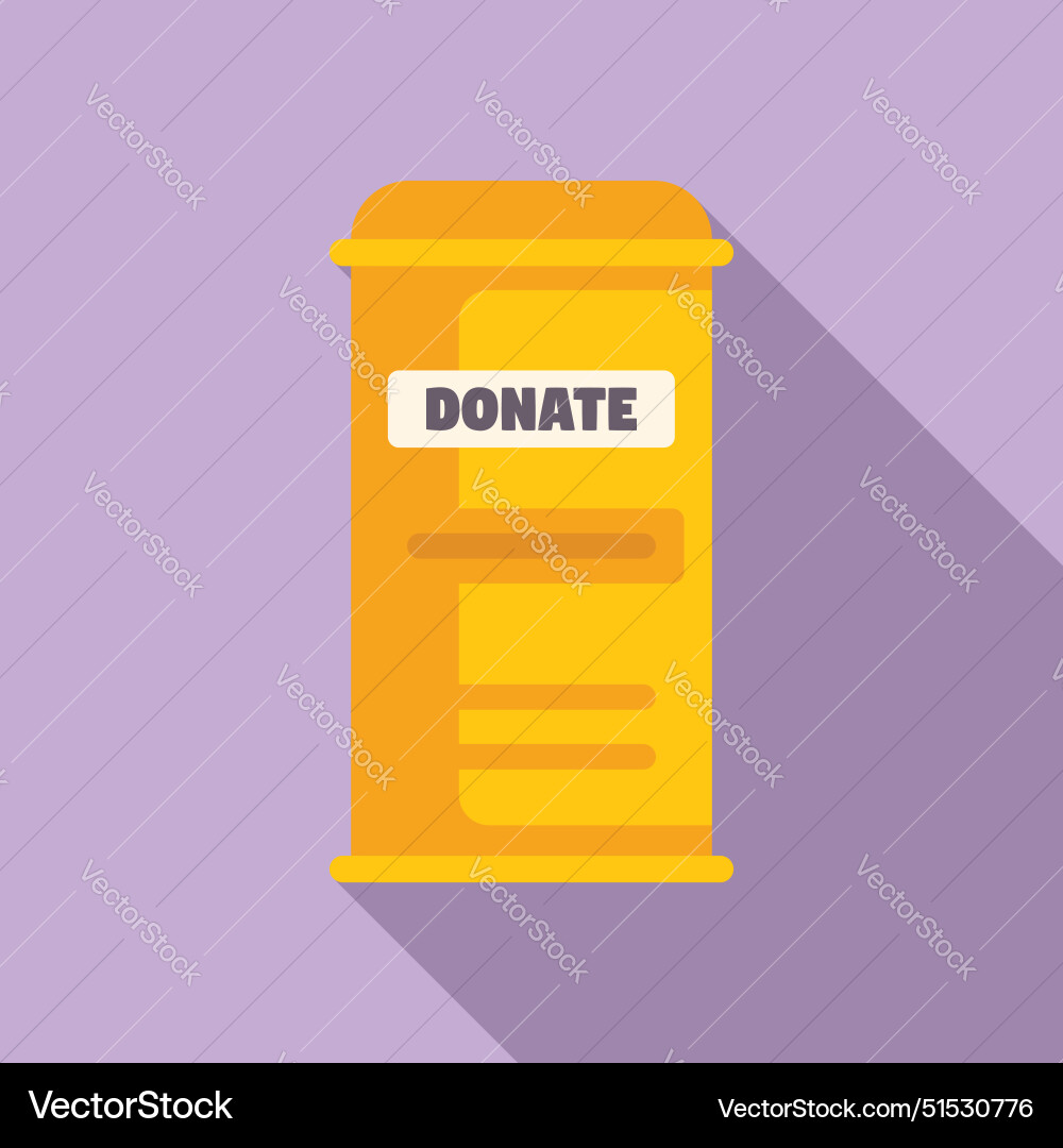 Yellow donation box with long shadow Royalty Free Vector