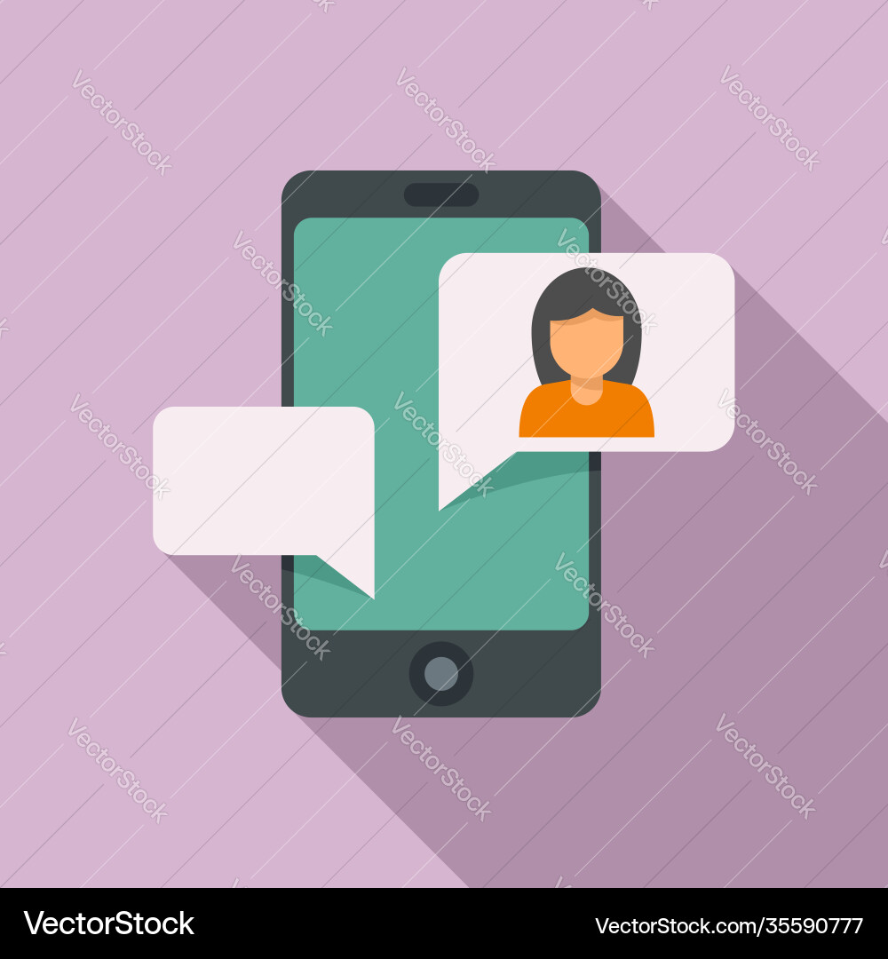 Agency phone chat icon flat style Royalty Free Vector Image