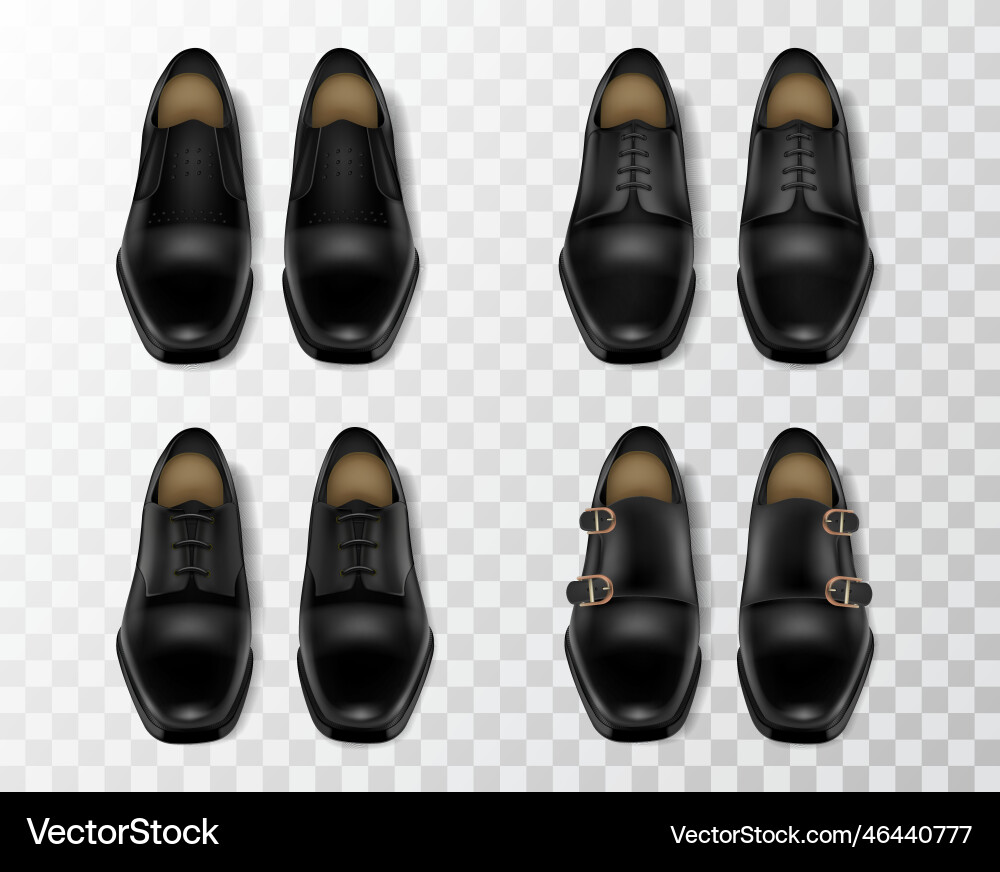 Black leather shoes transparent set Royalty Free Vector