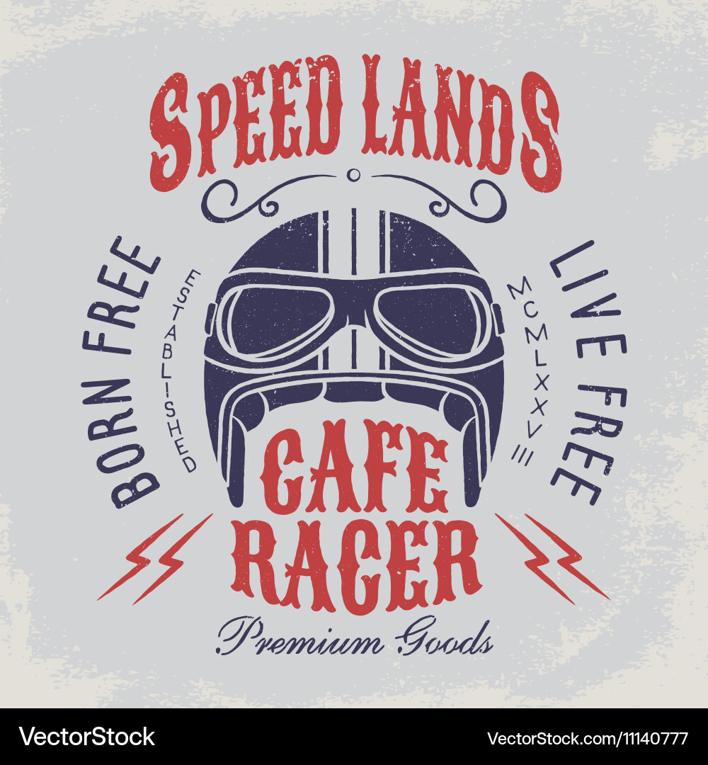 Cafe racer t-shirt print Royalty Free Vector Image