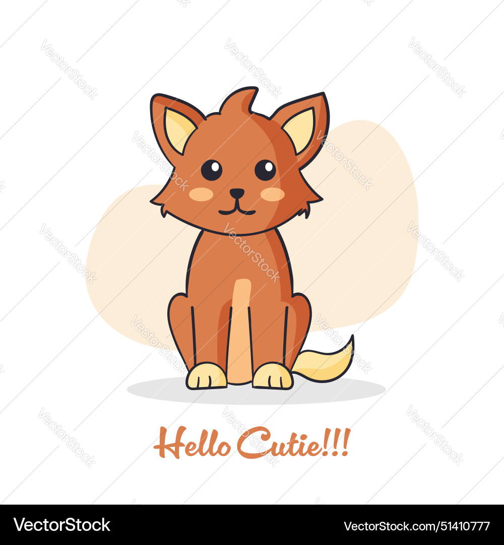 Cartoon style fox with hello cutie written Vector Image