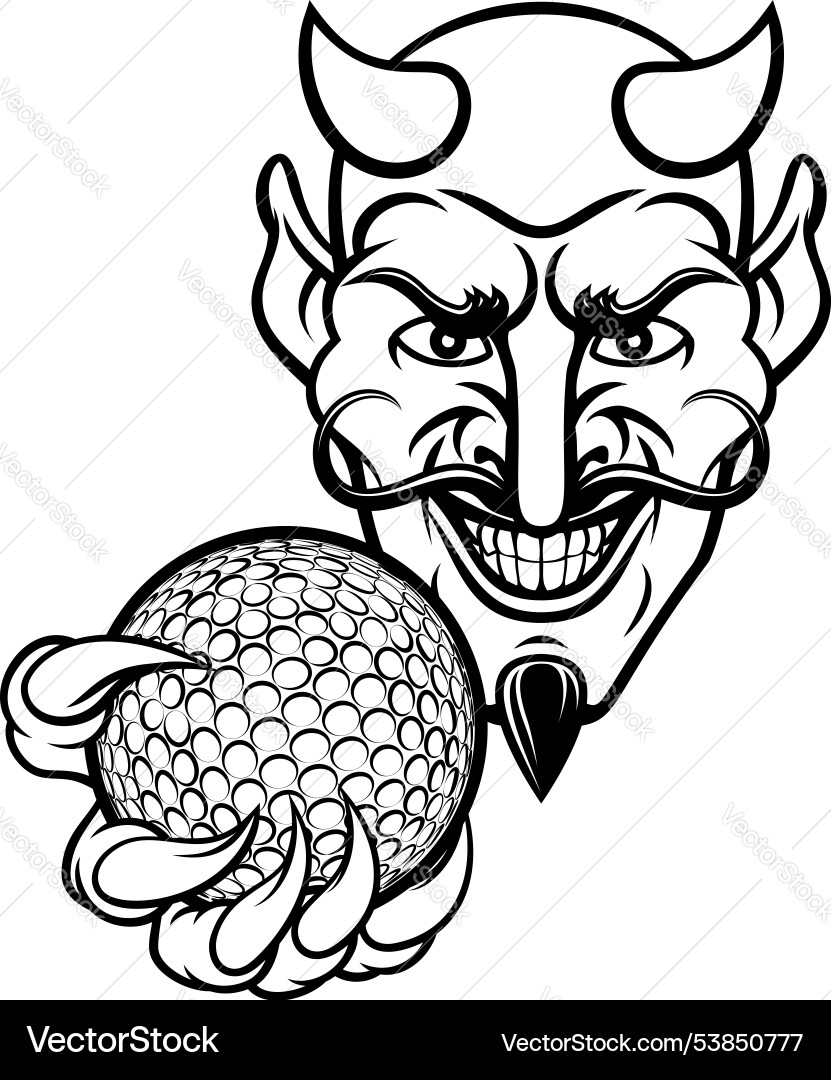 Devil golf sports mascot Royalty Free Vector Image