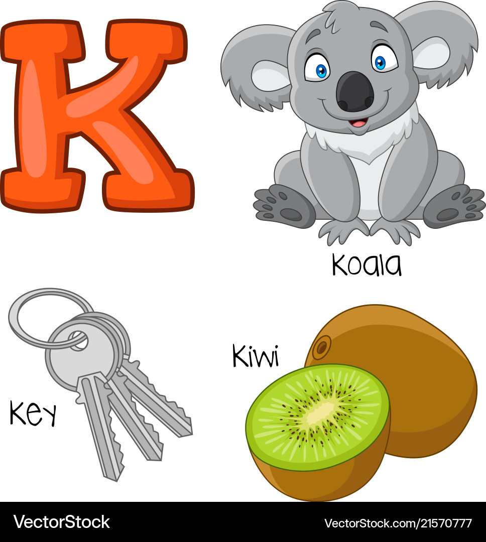 K Alphabet Letter Cartoon Royalty Free Vector Image