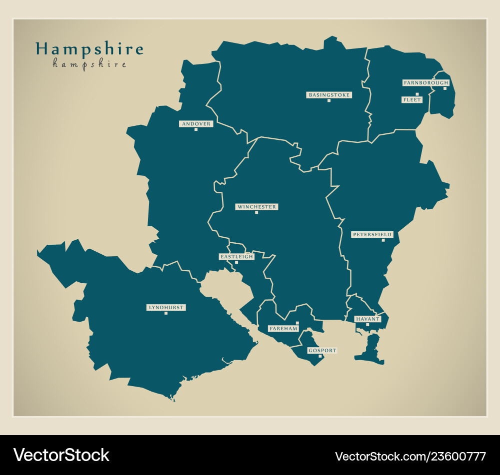 Modern map - hampshire county with districts uk Vector Image