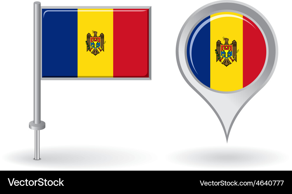 Moldawienische Pin-Symbol und Kartenzeiger-Flagge Vektorbild