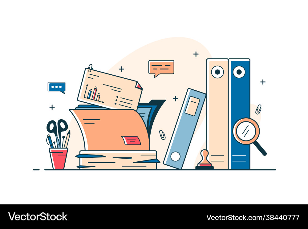 Paper documents and file folders Royalty Free Vector Image