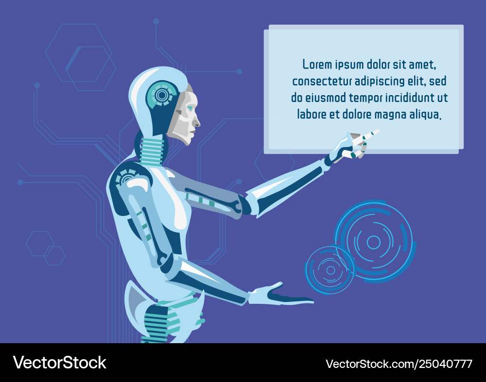 Robotic assistants promo flat banner template Vector Image