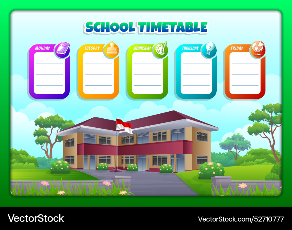 School timetable template with indonesian Vector Image