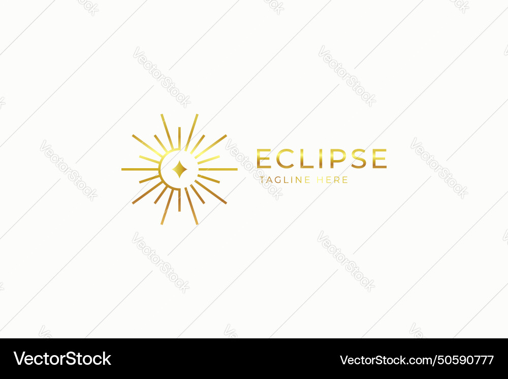 Solar eclipse logo geometry gold luxury concept Vector Image