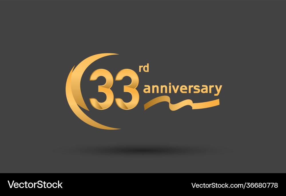 33 years anniversary logotype with double swoosh Vector Image
