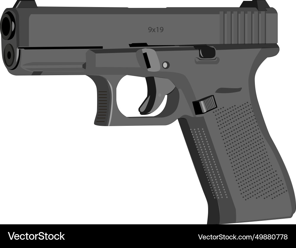 9mm hand gun drawing Royalty Free Vector Image
