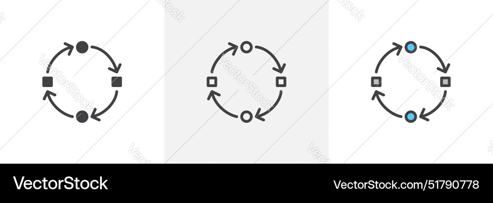 Adaptation icon set black filled and outlined Vector Image