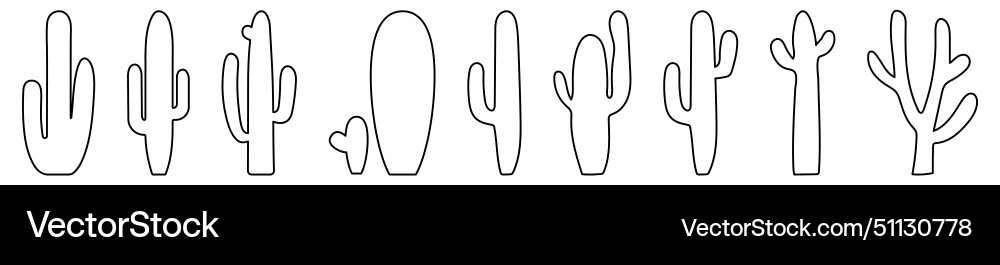 Cactus outline icons Royalty Free Vector Image