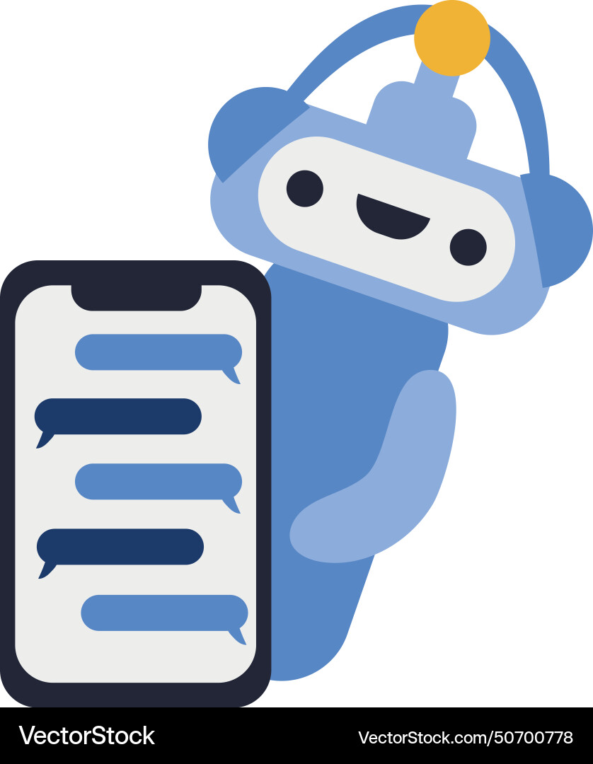 Chatbot phone app Royalty Free Vector Image - VectorStock