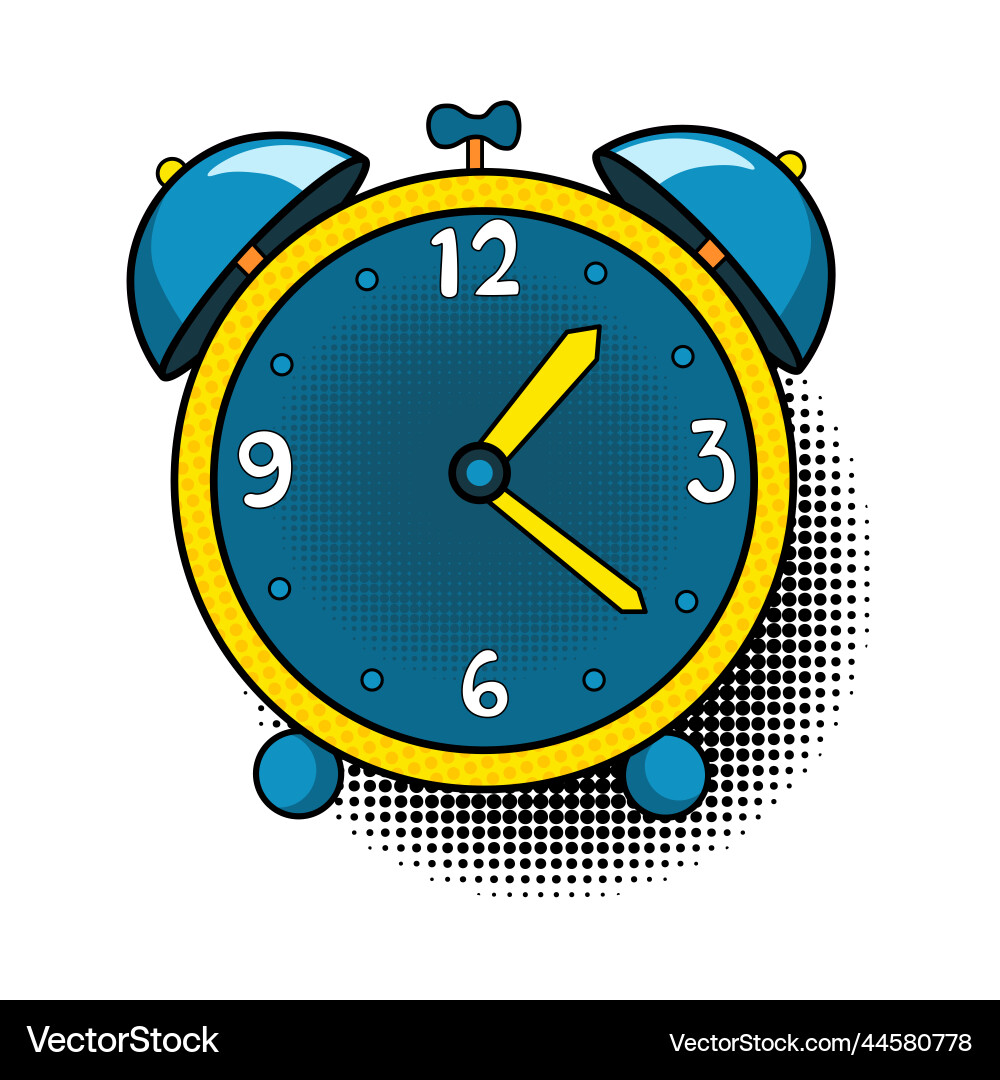 Comic alarm clock pop art colorful and dynamic Vector Image