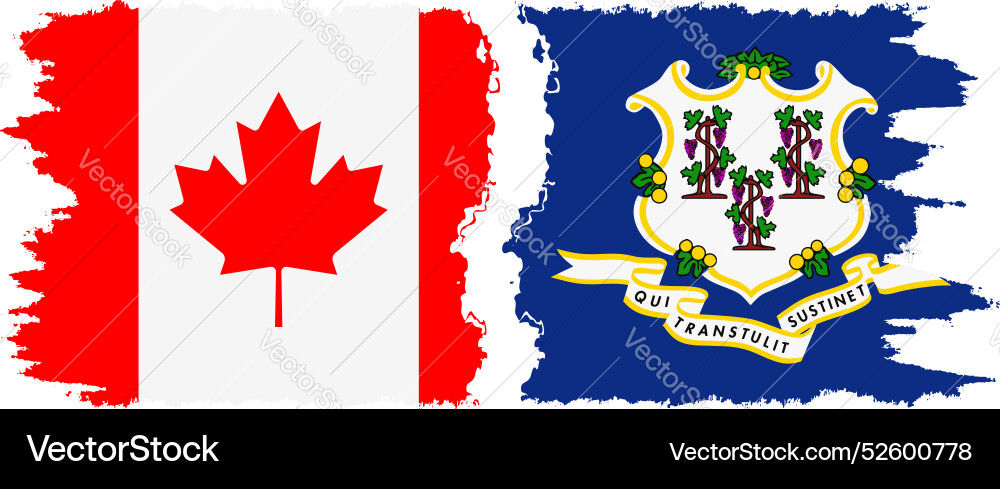 Connecticut and canada grunge brush flags Vector Image
