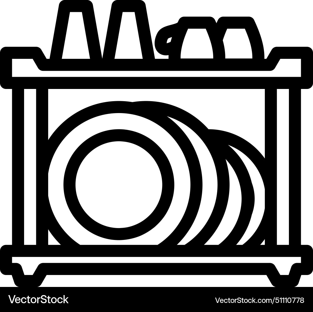 Dish rack restaurant equipment line icon Vector Image