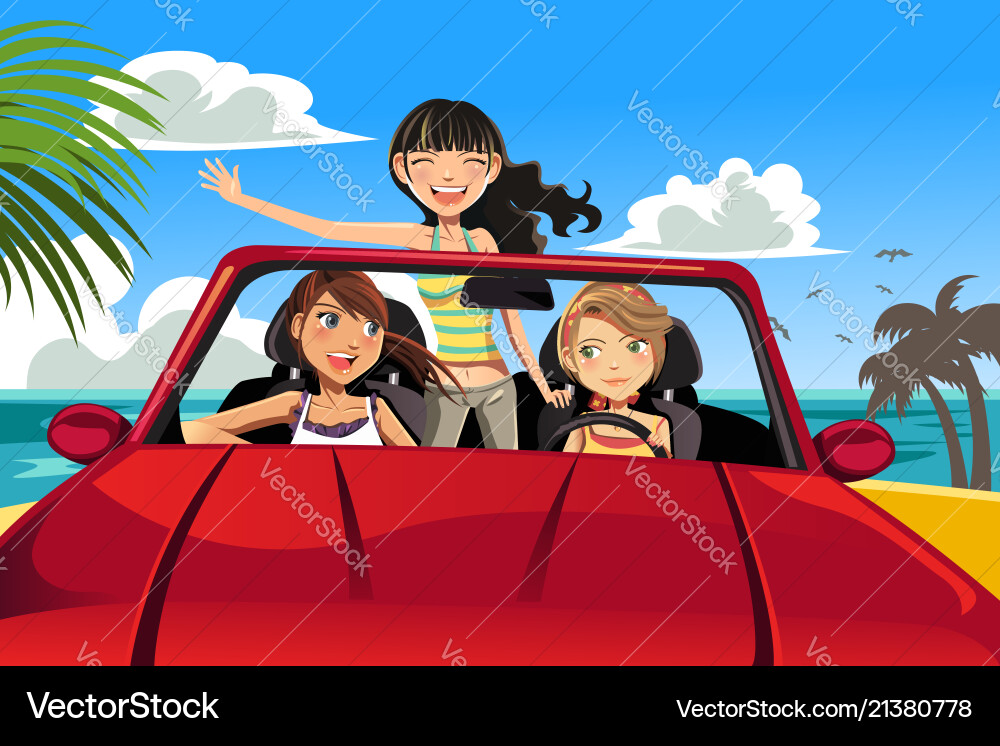 Friends in a car Royalty Free Vector Image - VectorStock
