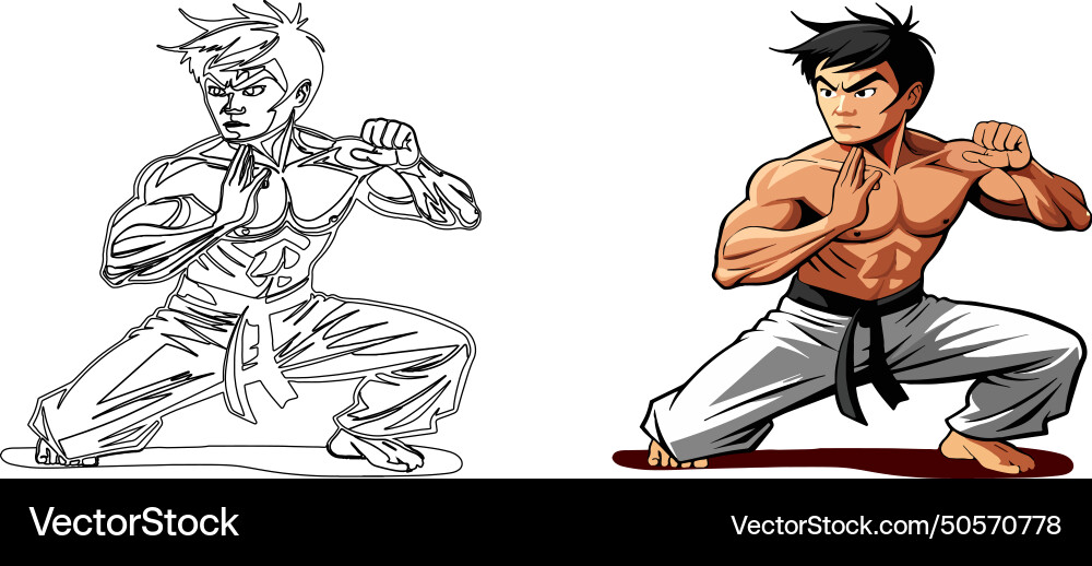 Karate master in competition clothing Royalty Free Vector