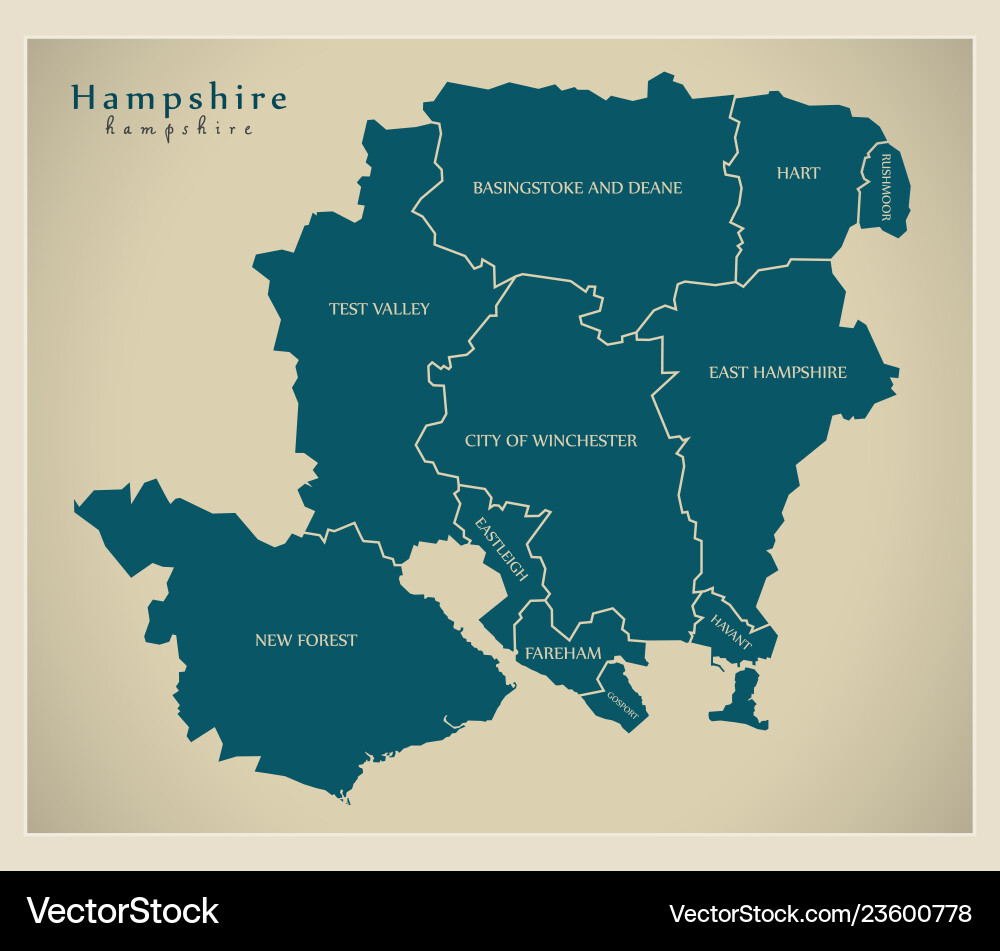Modern map - hampshire county with district Vector Image
