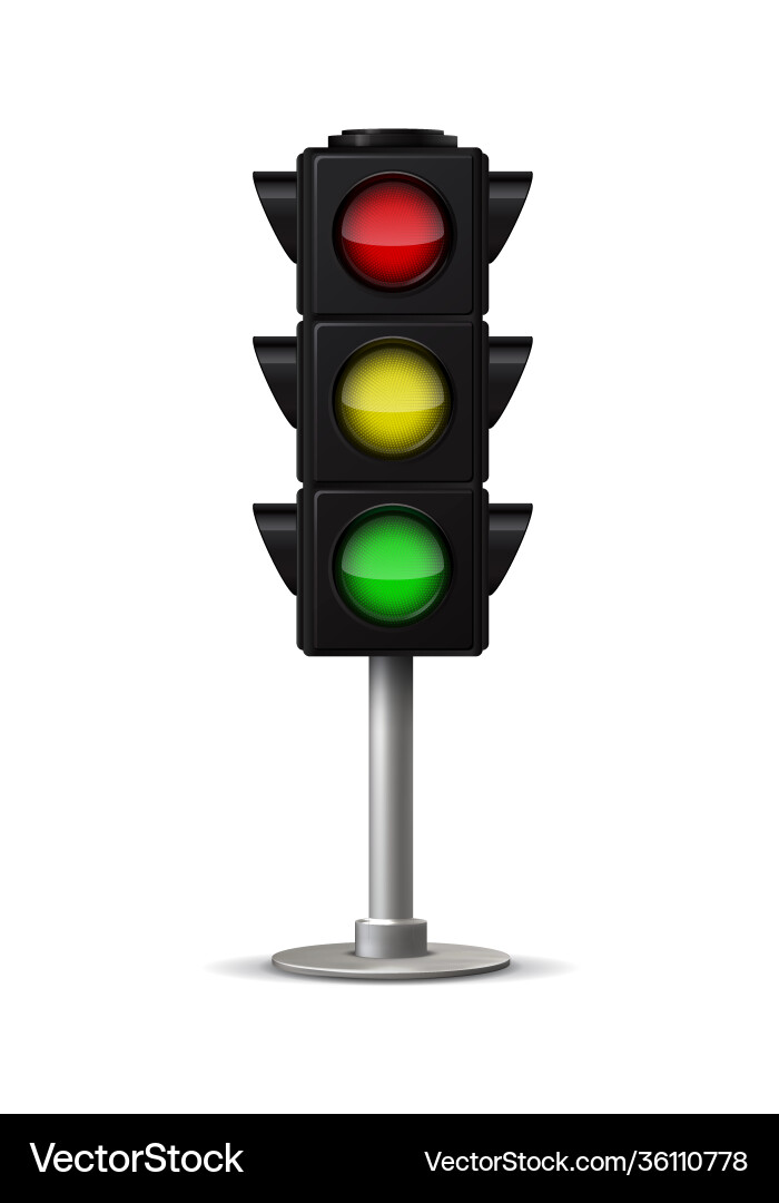 Realistic city traffic light stoplight Royalty Free Vector