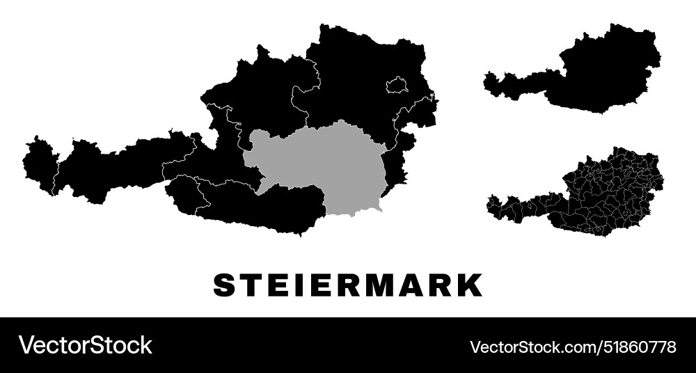 Styria map austrian state austria administrative Vector Image