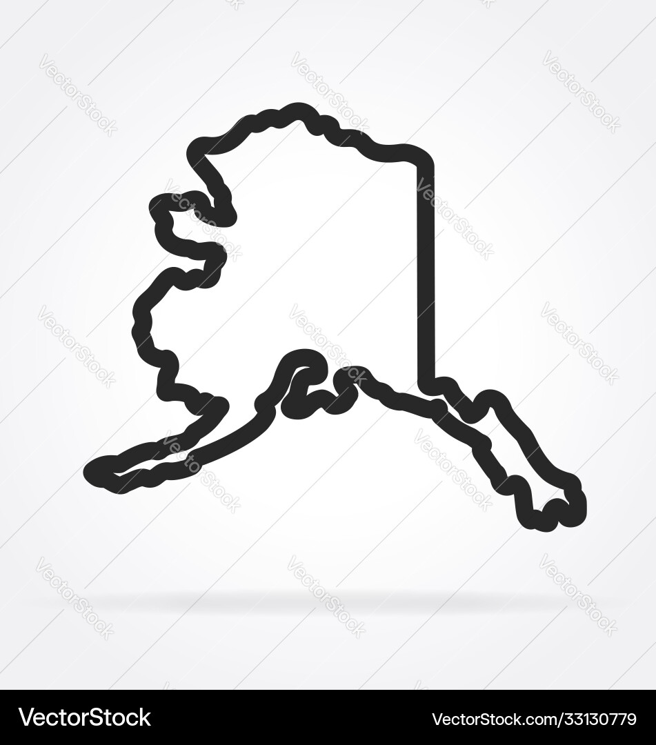 Alaska ak state shape outline simplified Vector Image