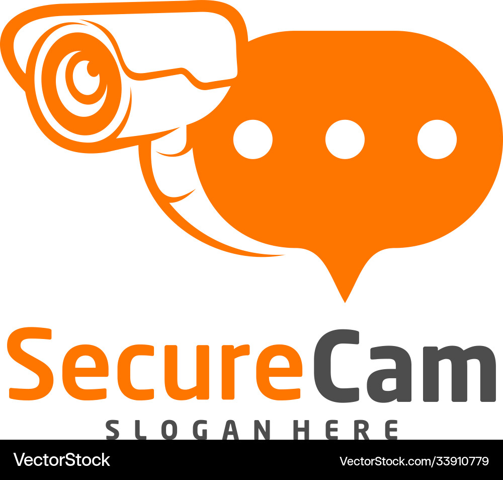 Cctv camera with chat icon logo design template Vector Image
