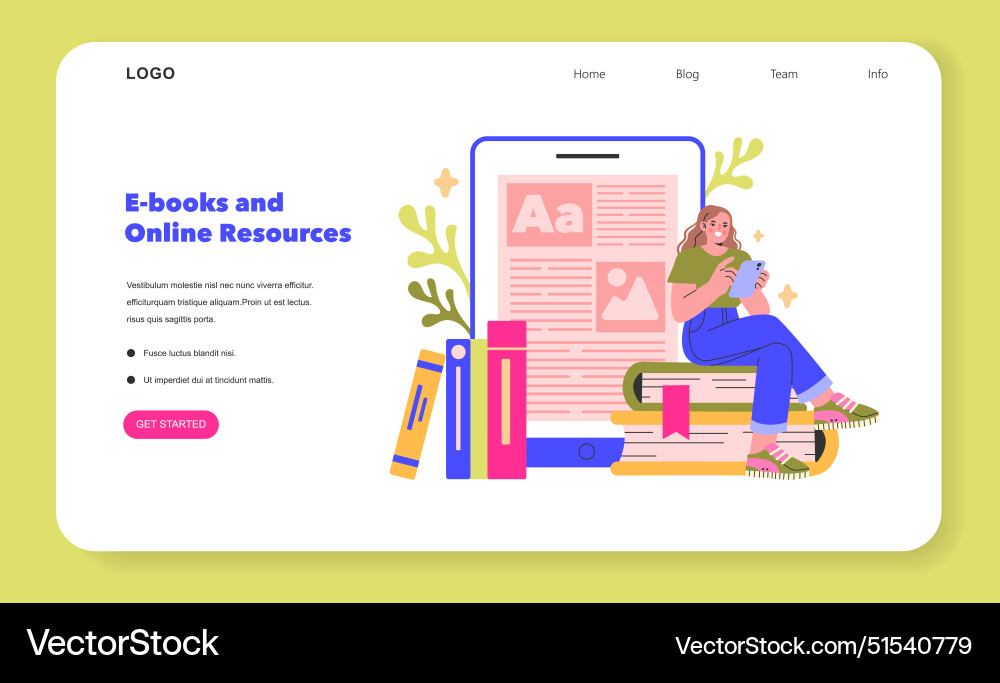 E-books and online resources concept a learner Vector Image