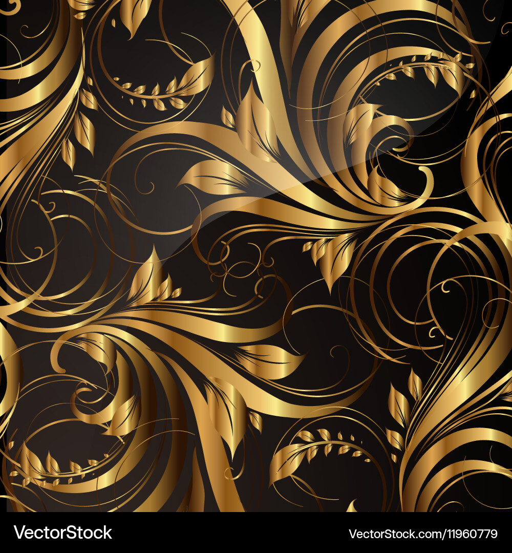 Gold seamless floral background Royalty Free Vector Image