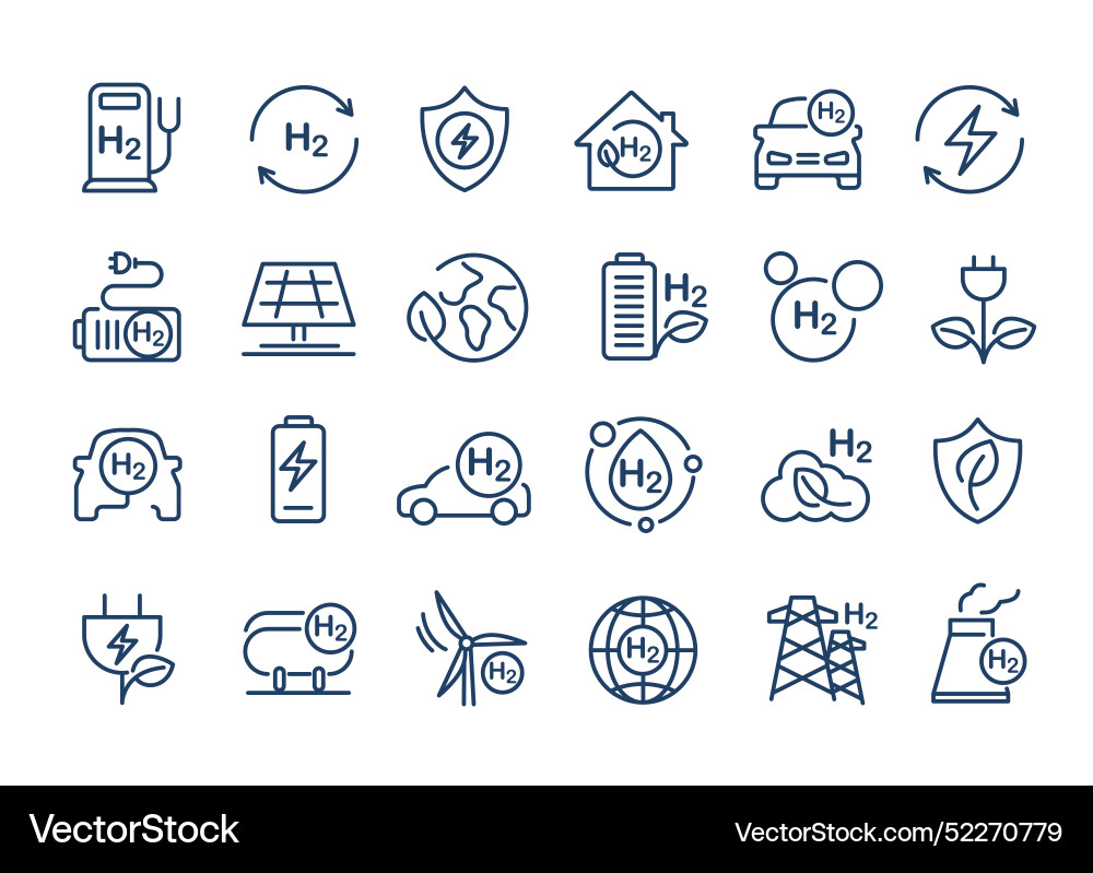 H2 icons symbol green hydrogen production Vector Image