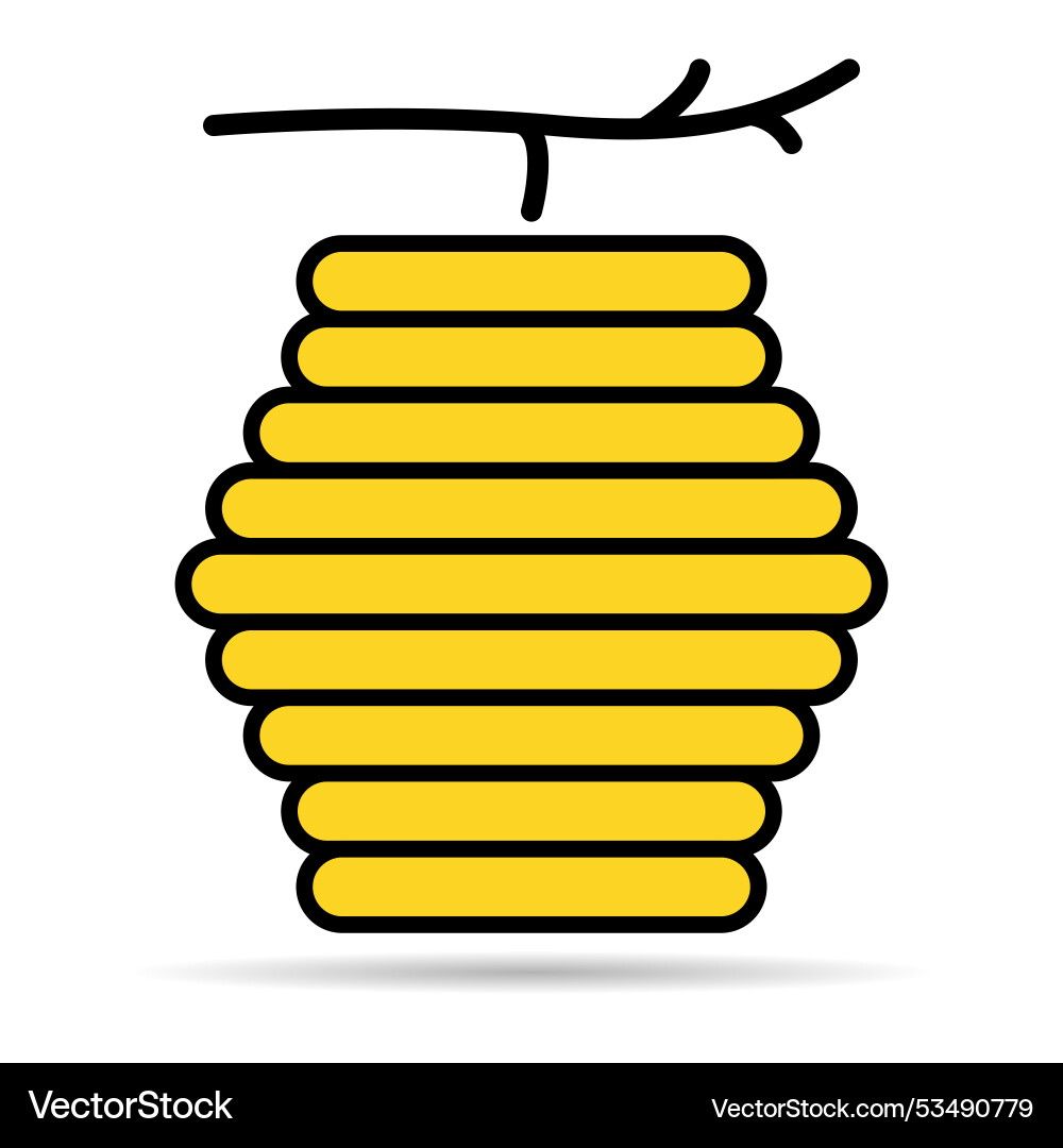 Hive natural shadow icon bee web flat habitat Vector Image