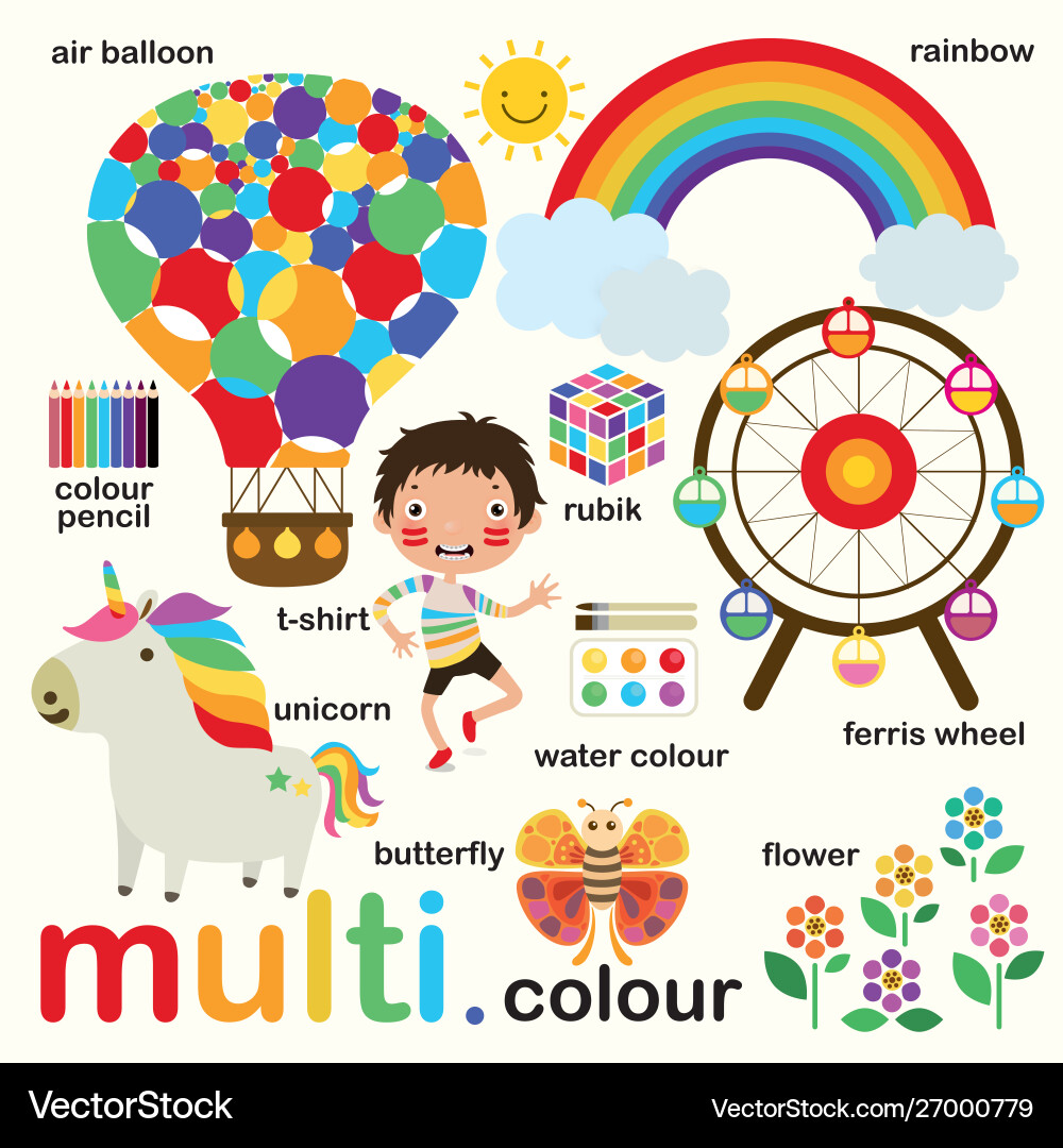 Learn multi-colors educate color and vocabulary Vector Image