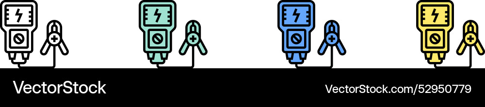 Multimeter icon outline green blue and yellow Vector Image