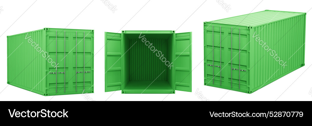 Realistic 3d green container for cargo shipping Vector Image