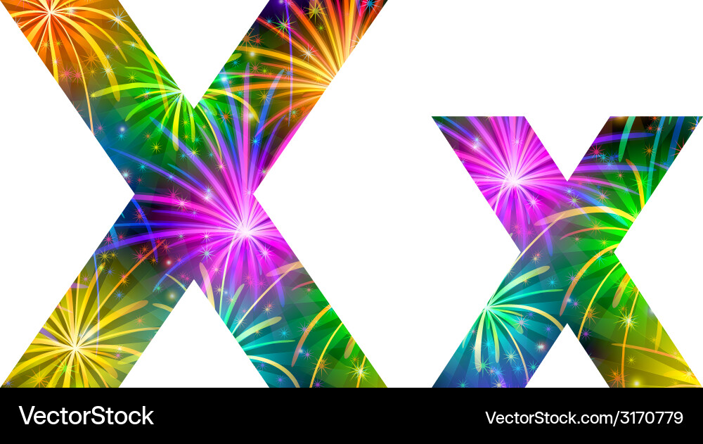 Set of letters firework x Royalty Free Vector Image