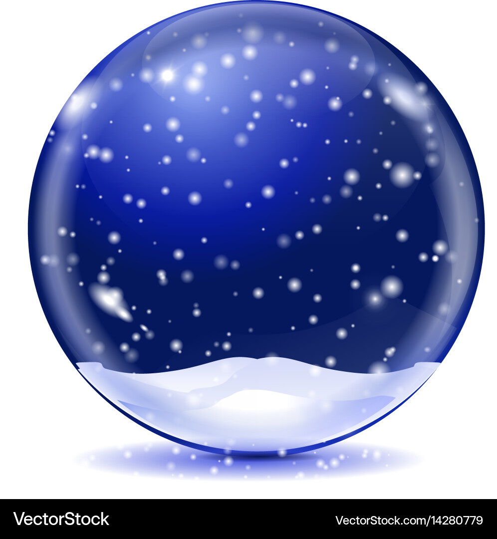 Snow glass globe blue sphere with white Royalty Free Vector
