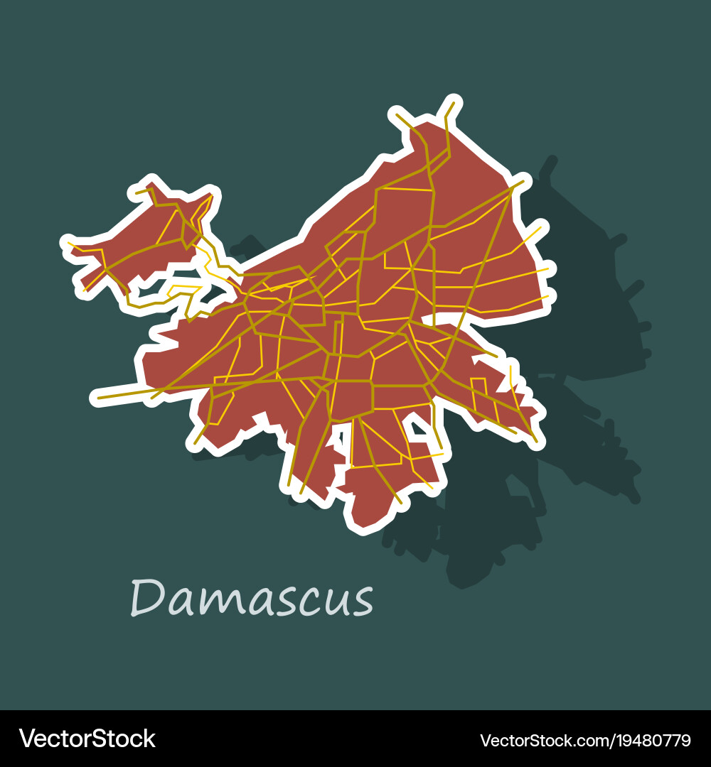 Sticker map design - damascus city Royalty Free Vector Image