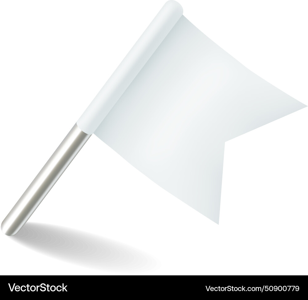 White flag pin mockup realistic thumb tack Vector Image