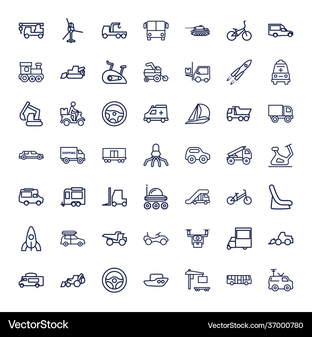 49 vehicle icons Royalty Free Vector Image - VectorStock