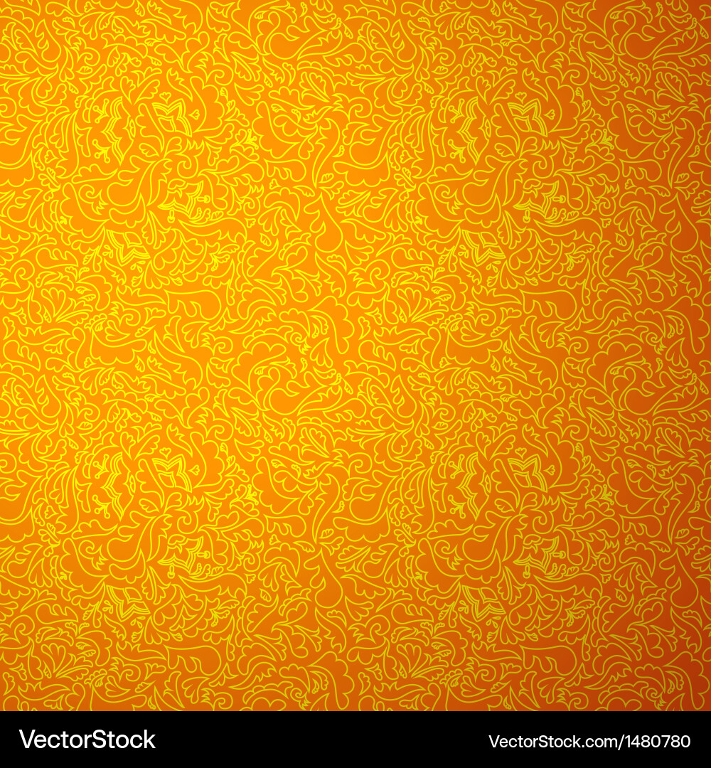 Abstract orange seamless pattern with floral Vector Image