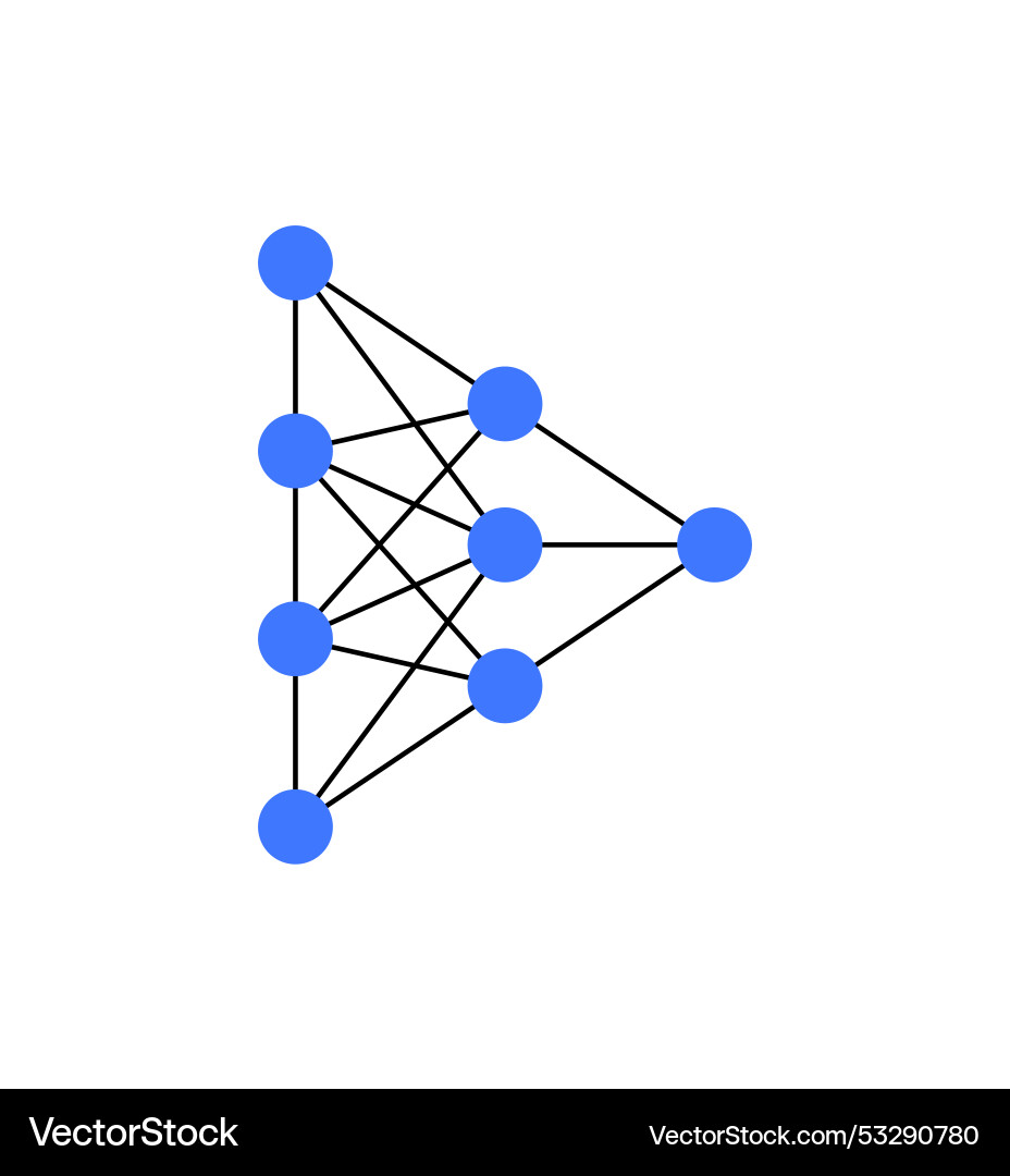 Blue neural network diagram on white background Vector Image