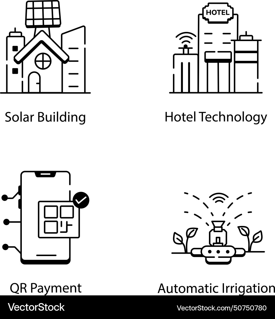 Bundle of smart technology linear icons Royalty Free Vector